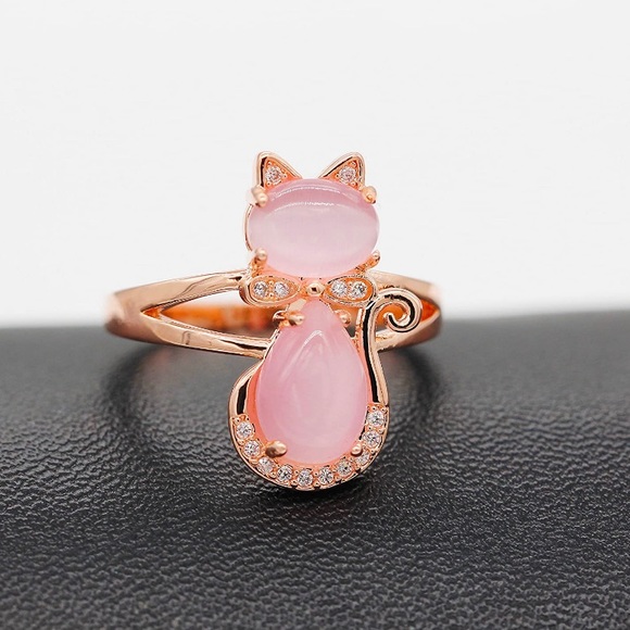 Jewelry | Rose Gold Plated Pink Cat Ring | Poshmark
